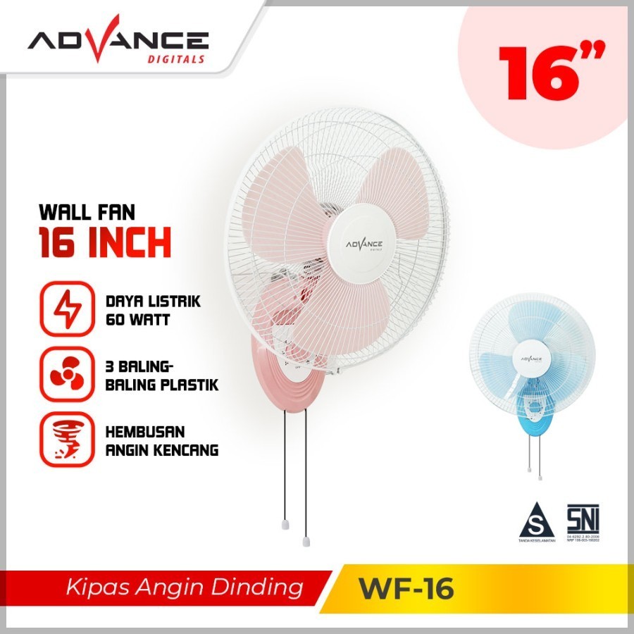 Jual Advance WF16 Kipas Angin Dinding 16 inch Hembusan Angin Kencang Dengan Daya 60 Watt Garansi ...