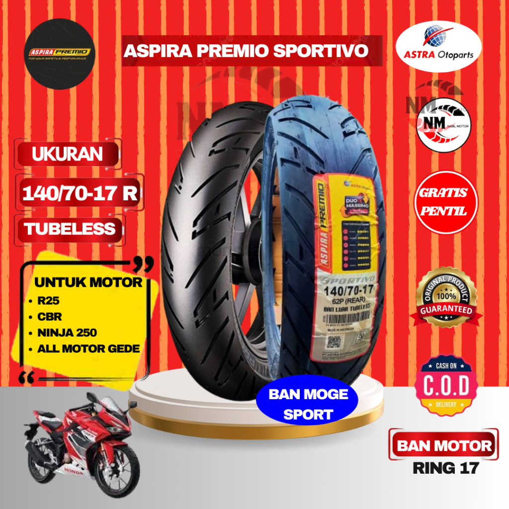 Jual ban aspira premio sportivo 140/70-17 FREE PENTIL | Shopee Indonesia