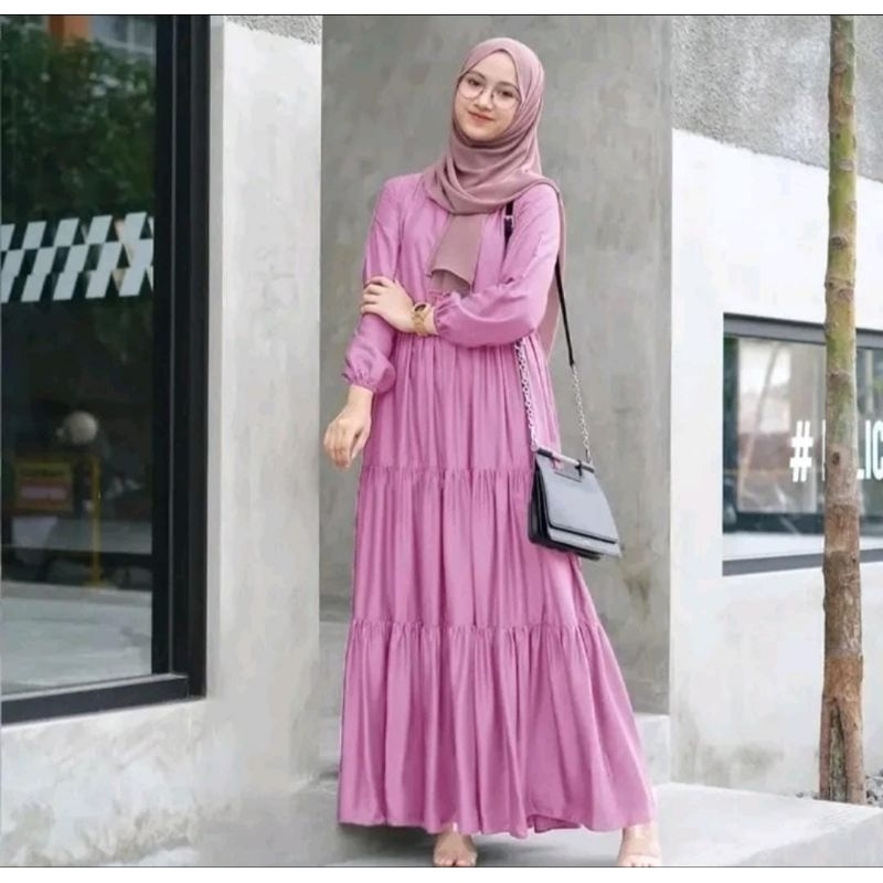 Jual Promo/Gamis Rempel Tiga Susun Terlaris 2024/Gamis Canda Rempel ...