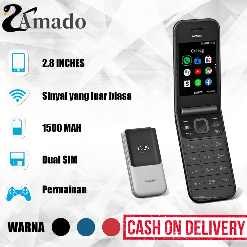 Jual Produk AMADO NOKIA 2720 FLIP DUAL SIM GARANSI HP JADUL NOKIA JADUL ...