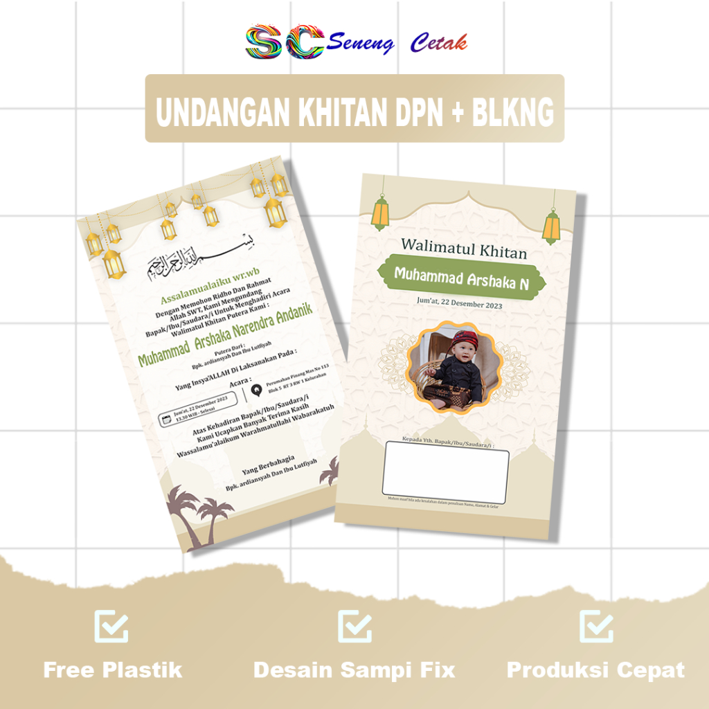 Jual Undangan Walimatul Khitan / khitanan Bisa Reques Desain Sampai ...