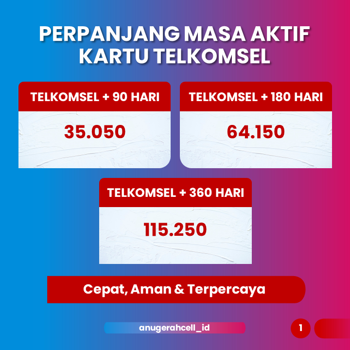 Jual Perpanjang Masa Aktif Kartu Telkomsel (90 Hari-360 Hari ...
