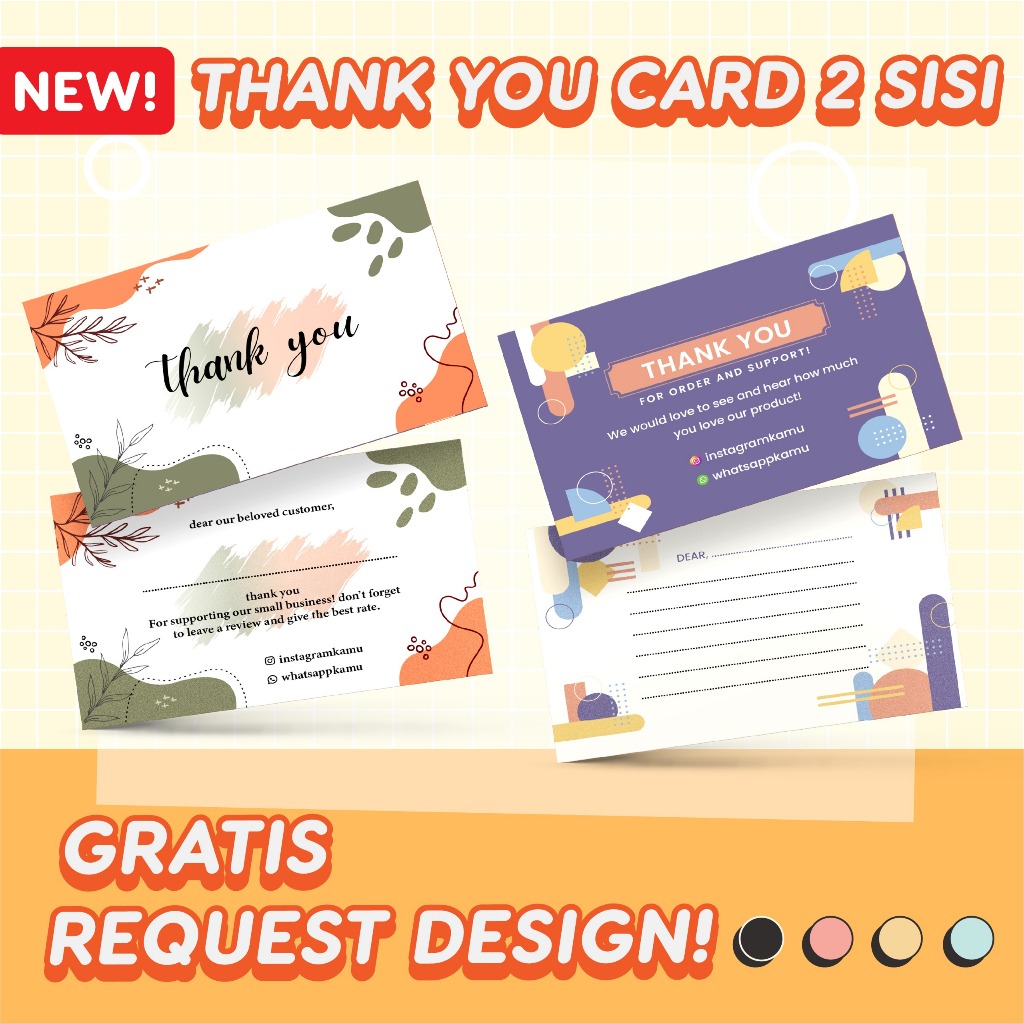 Jual Cetak Thank You Card 2 Sisi | Thanks Card | Greeting Card - Kartu ...