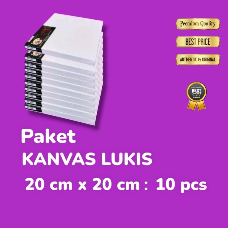 Jual KANVAS LUKIS 20x20 CM( PAKET ISI 10 PCS)/CANVAS LUKIS HALUS/KANVAS ...