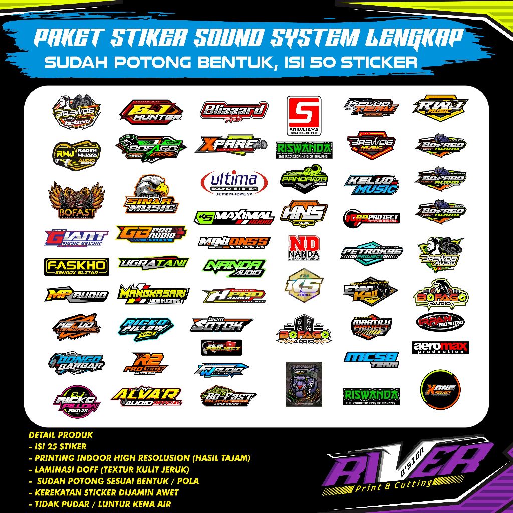 Jual Stiker Sound System VYNIL MAXDECAL INDOR PRINT & CUT (ANTI AIR ...