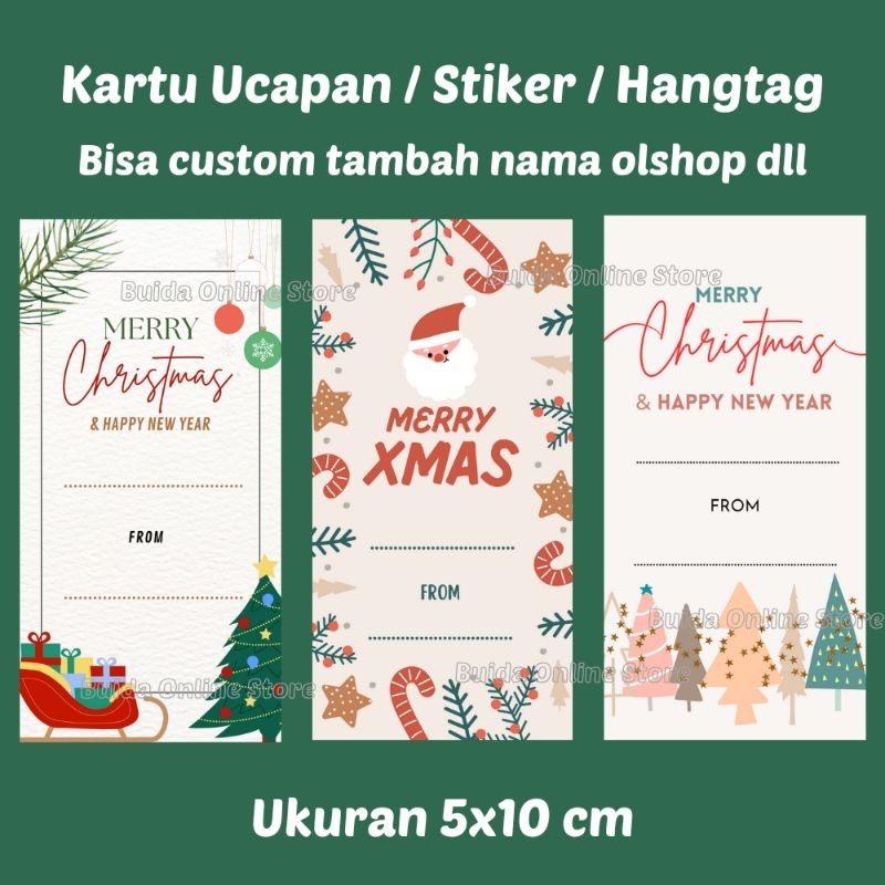 Jual Label Sticker Kartu Ucapan Hangtag Stiker Natal Merry Christmas Kemasan Dus Box Kantong ...