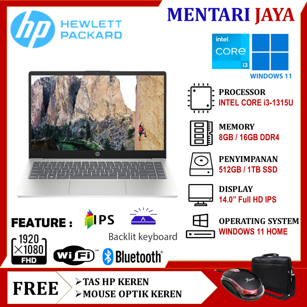 Jual Laptop HP 14s Core i3 1315U Gen 13 RAM 16GB SSD 1TB 14 inch Win 11 ...