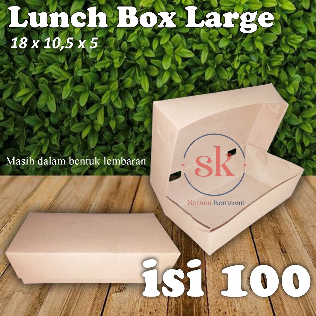 Jual Lunch Box Coklat Lipat Paper Food Waadah Makanan LARGE (isi 100 ...