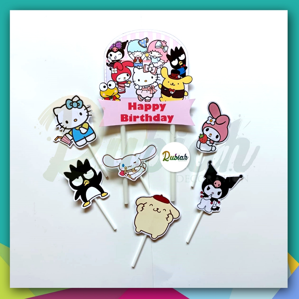 Jual Custom Topper cake Nama Foto Karakter Sanrio / Hiasan Kue Ulang ...