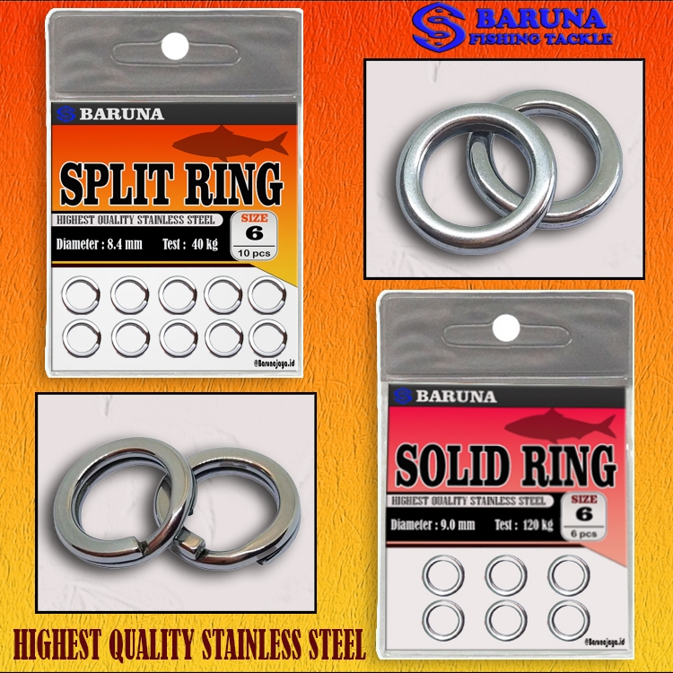 Jual BARUNA - SOLID RING dan SPLIT RING Assist Hooks Stainless Steel | Shopee Indonesia
