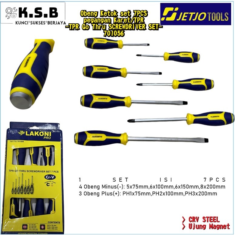 Jual ( 701056 ) Obeng Ketok gagang Karet/TPR 1 SET isi 7pcs / TPR Go ...