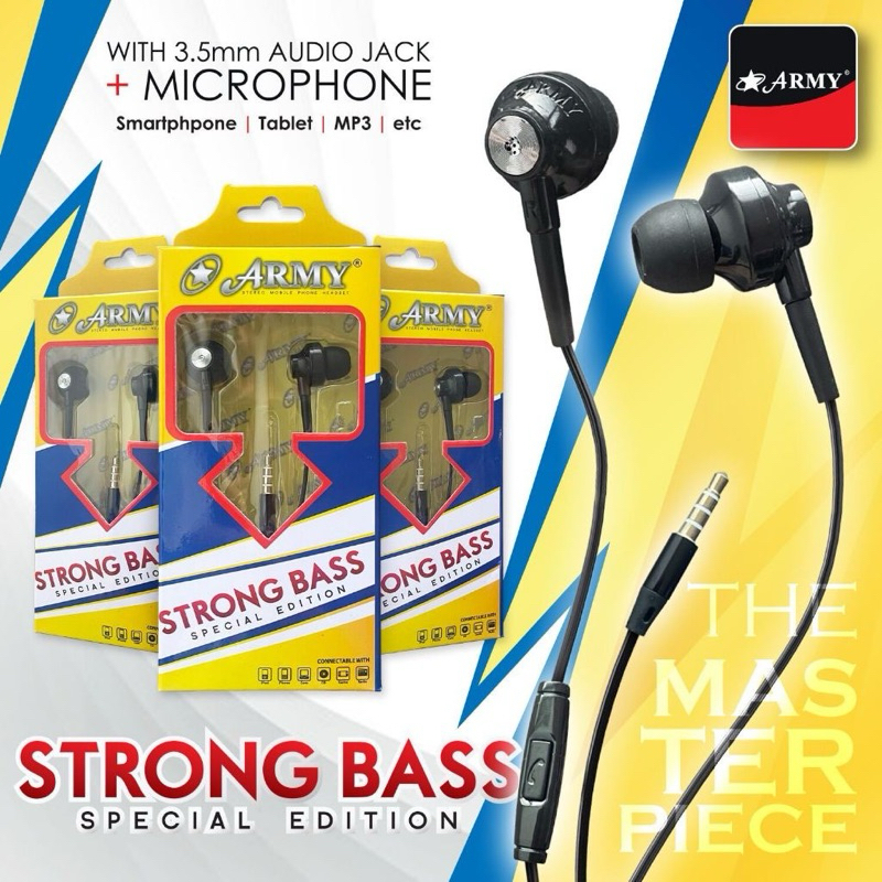 Jual Headset / Handsfree Army Strong Bass Universal Original Earphone ...