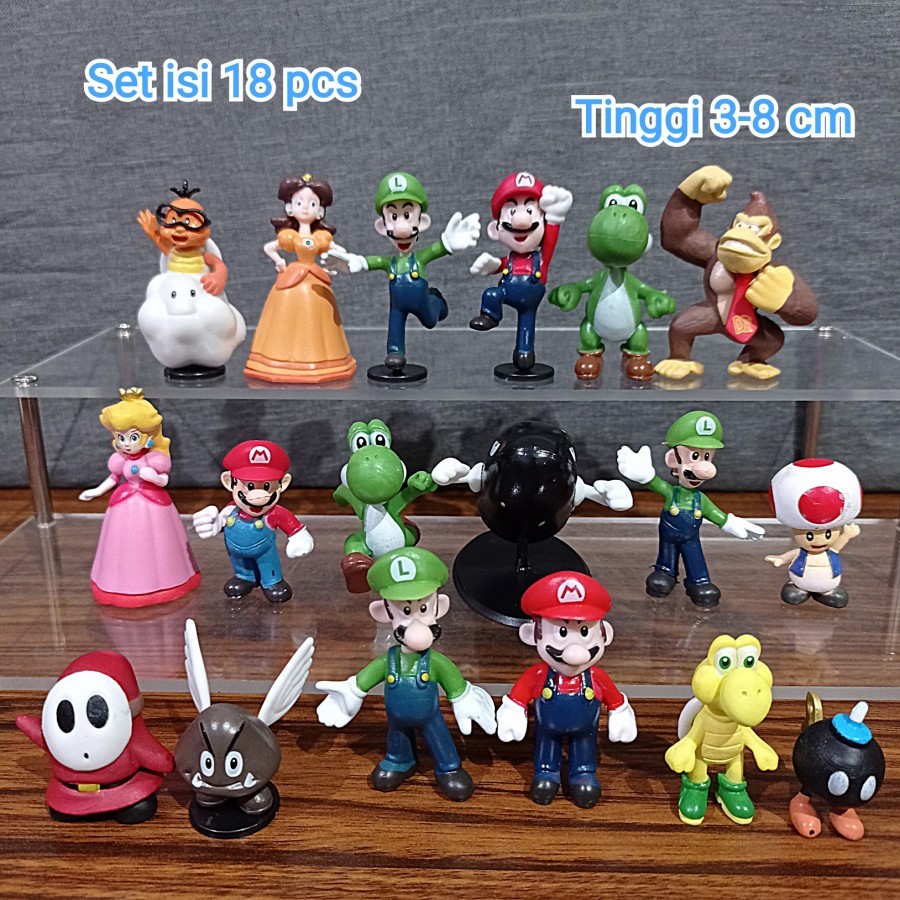 Jual Mainan Figure Super Mario Bros Mario Luigi Yoshi Koopa Topper Cake ...