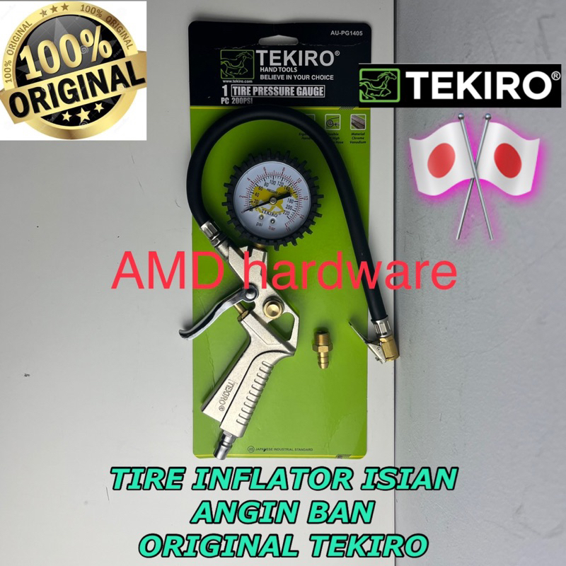 Jual ORIGINAL TEKIRO Tire Inflator Pressure Gauge Gun Isi Angin Ban ...