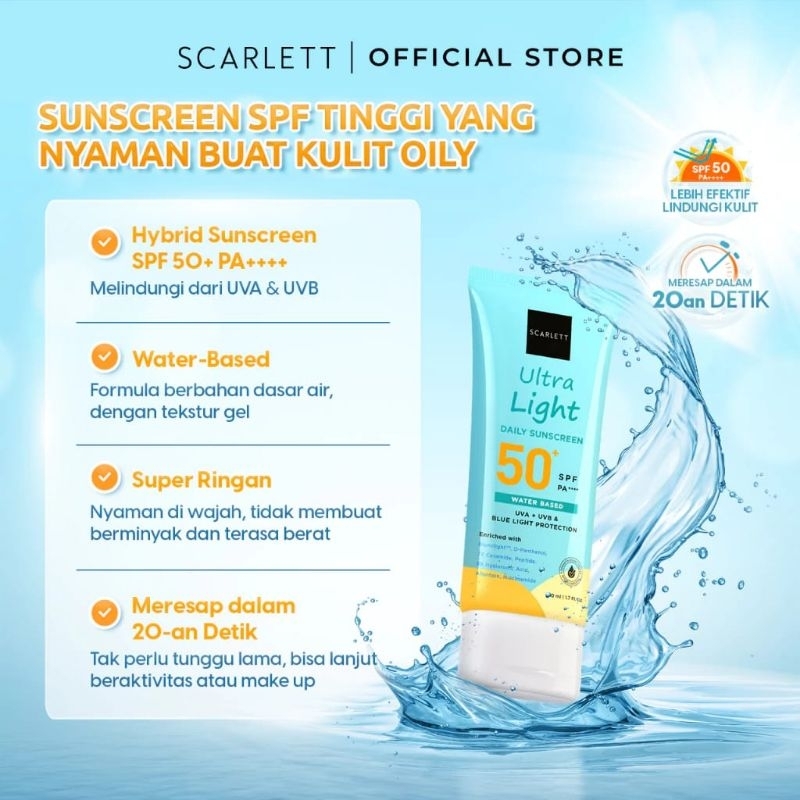 Jual Scralett ultra light suncreen spf 50 | Shopee Indonesia