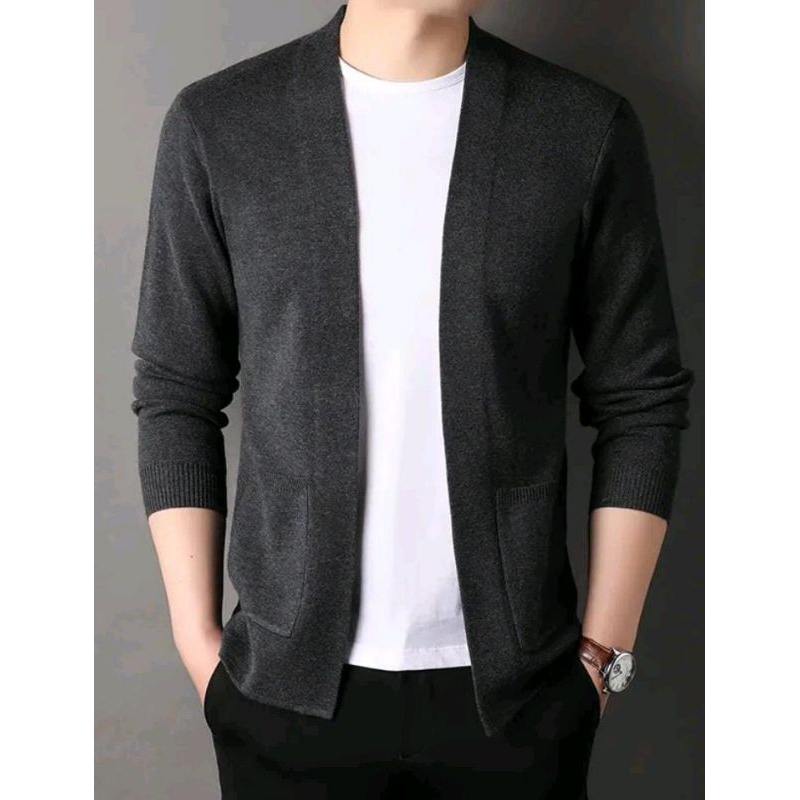 Jual Cardigan Rajut Katun Pria Keren berkualitas/ 8 ukuran/tanpa kaos ...