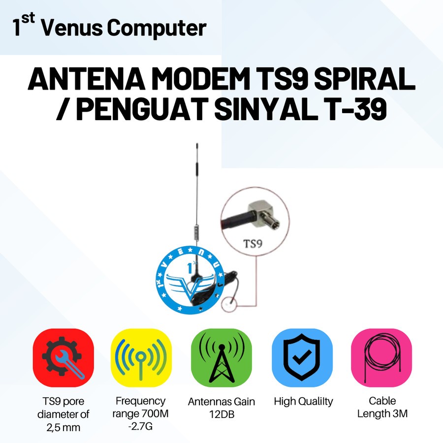 Jual ANTENA MODEM TS9 SPIRAL / PENGUAT SINYAL T-39 / ANT-MDM2 | Shopee ...