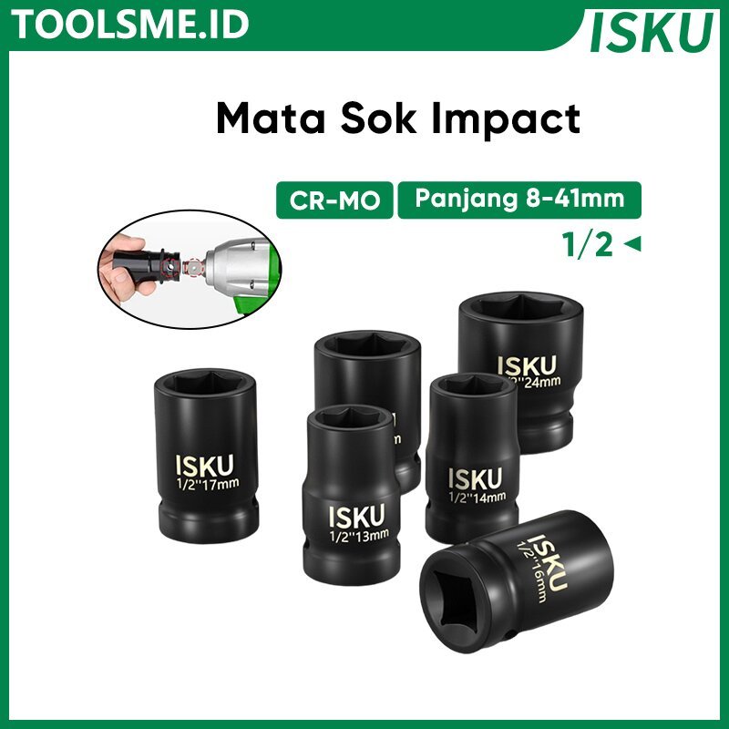 Jual ISKU Mata shock Impact 1/2 Kunci shock CR-MO Pendek ukuran 8-41MM ...