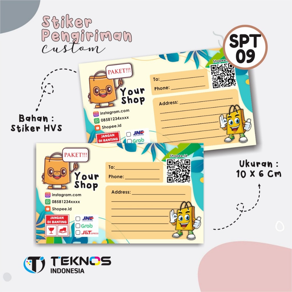 Jual STIKER LABEL PENGIRIMAN OLSHOP CUSTOM BAHAN MATTE (SPT) | Shopee ...