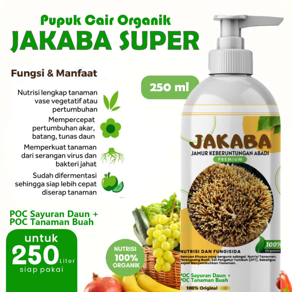Jual Pupuk Cair Jamur Jakaba Super Pupuk Organik Nutrisi Tanaman Buah ...