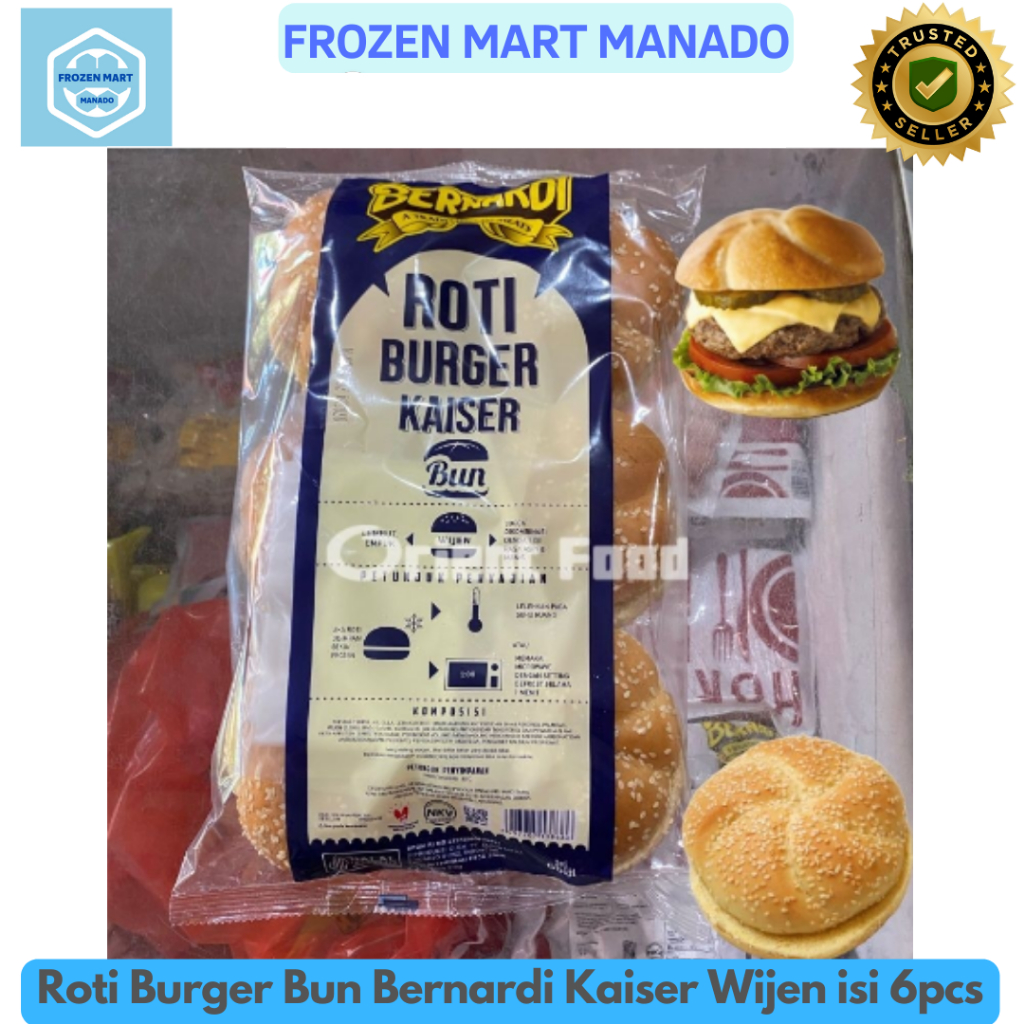 Jual Roti Burger Bun Bernardi Kaiser Wijen isi 6pcs - Frozen Mart ...