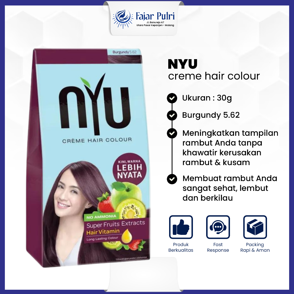 Jual Nyu Creme Hair Colour Natural Burgundy 5.62 30 Gram Pewarna Cat ...