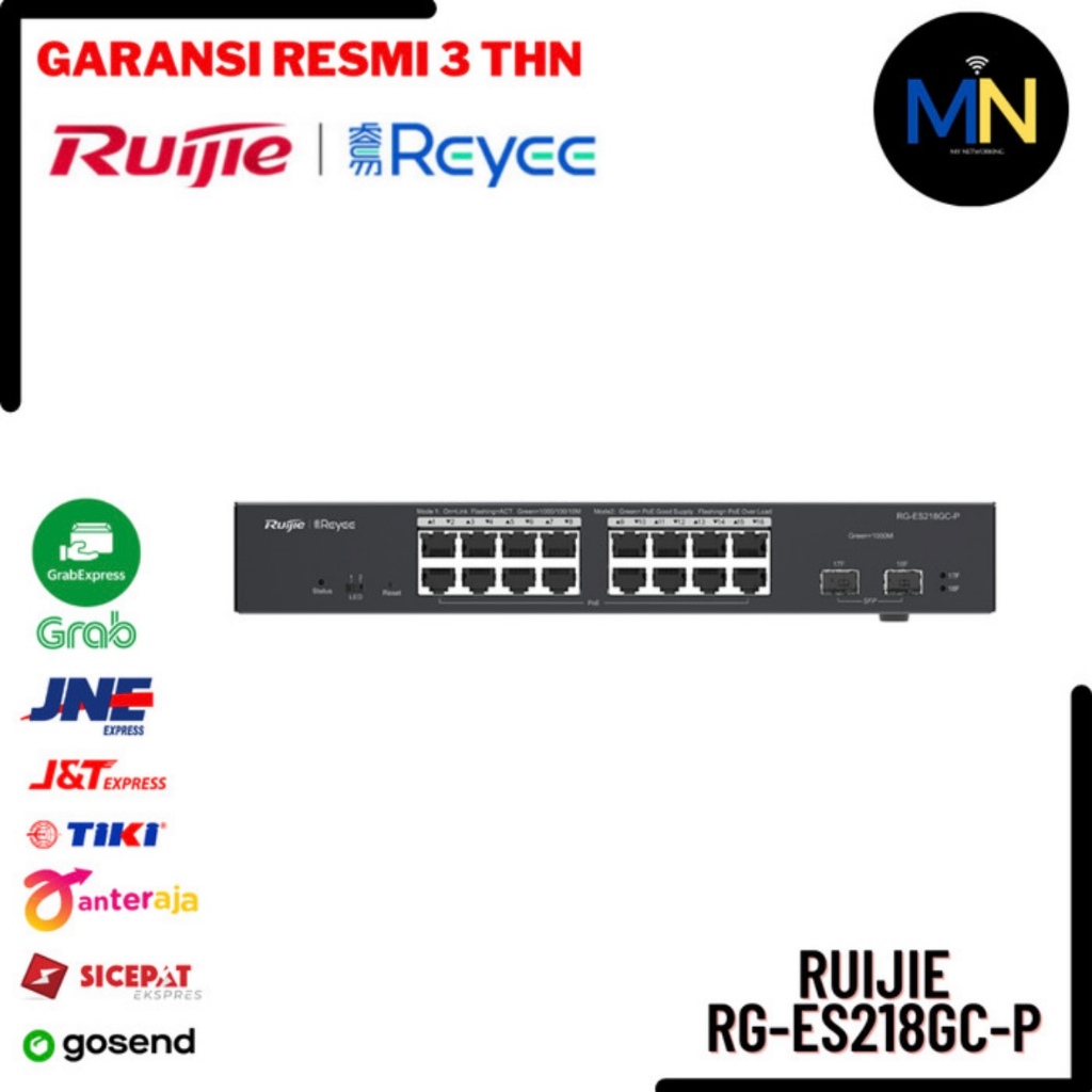 Jual RG-ES218GC-P Ruijie Reyee 16 Port Gigabit Cloud Manage PoE Switch ...