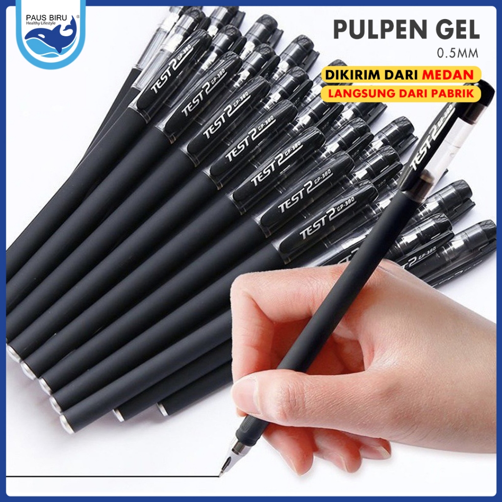 Jual Paus Biru - Gel Pen Pulpen Gel Tabung Jarum Penuh 3 Warna 0.5mm 1 ...