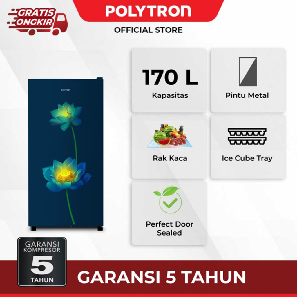 Jual POLYTRON Kulkas 1 Pintu Beauty Steel 170 liter PRB 177LB | Shopee ...