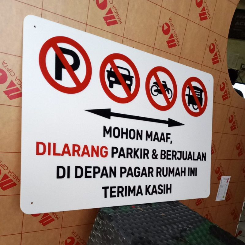 Jual Mohon Maaf Dilarang Parkir & Berjualan Sign In Label Acrilik 3D ...