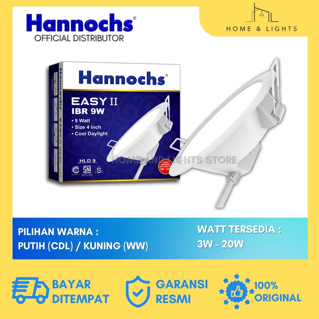 Jual Hannochs Easy II Downlight LED Bulat 3W/5W/7W/9W/12W/15W/20W | Garansi Resmi 1 Tahun ...