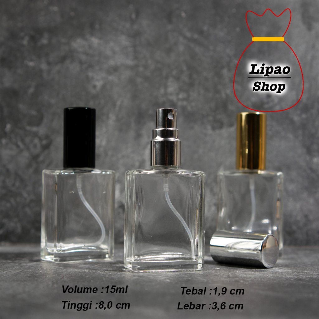 Jual Botol Parfum Spray 15ml Kaca Tebal Kotak Pipih / Gepeng - Isi ...