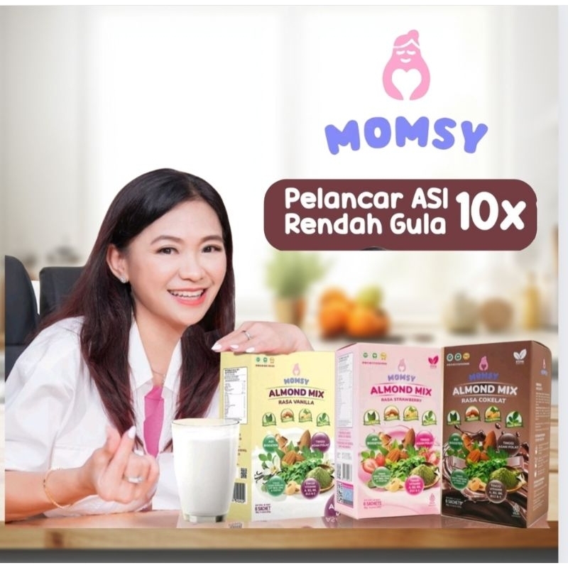 Jual MOMSY Almond Mix 6 Sahset Rasa Vanilla Coklat Strawbery Pelancar ...