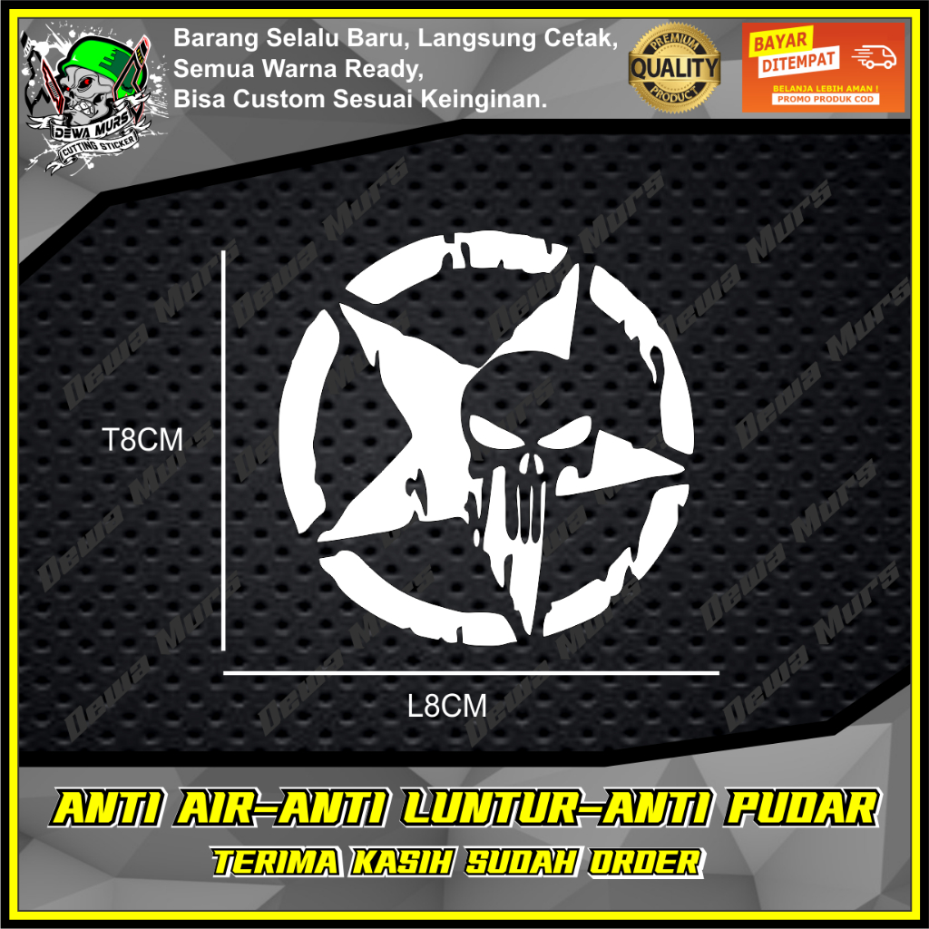 Jual Cutting Sticker BINTANG SKULL Cocok Buat Mobil & Motor | Shopee ...