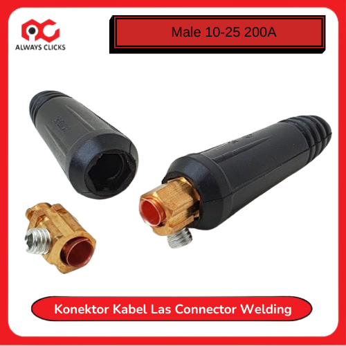 Jual Konektor Kabel Las Male 10 - 25mm 200A Connector Welding | Shopee ...