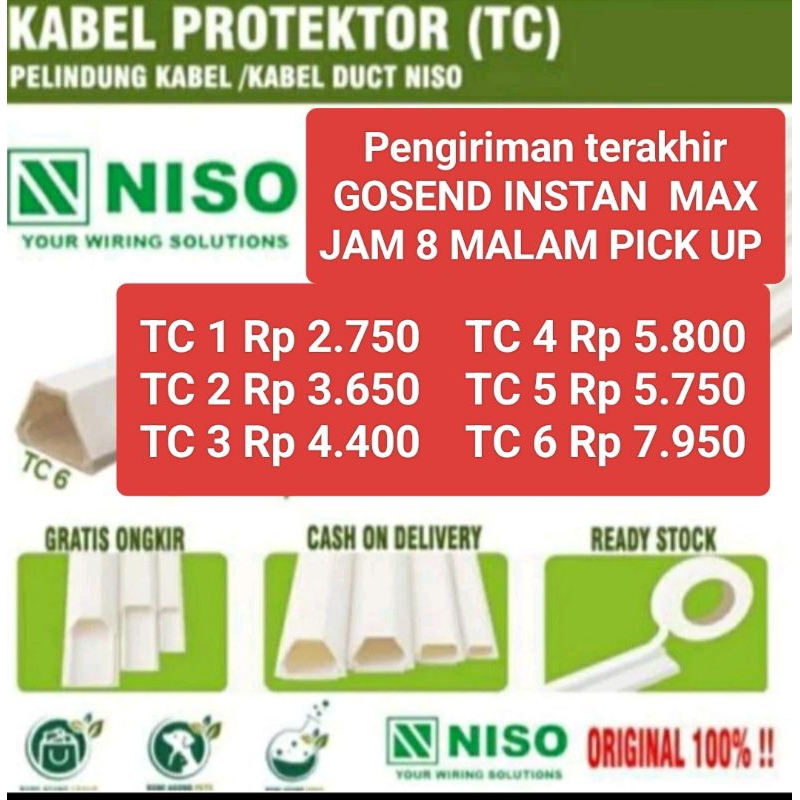 Jual NISO TC 4 TC4 CABLE DUCT PELINDUNG PENUTUP KABEL + DOUBLE TAPE TEBAL | Shopee Indonesia