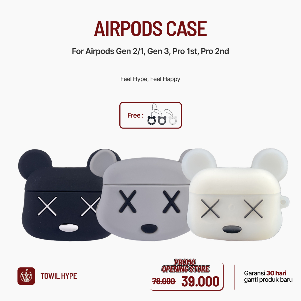 Jual Air pods Case 1 2 3 PRO PRO2ND KAWS SOFT CASE KAWS BLACK GREY ...