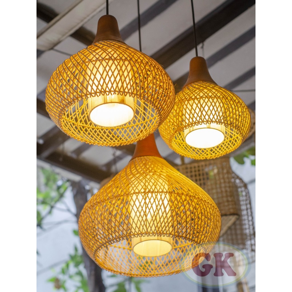 Jual Lampu gantung rotan kombinasi 3 ukuran 1047k | Shopee Indonesia