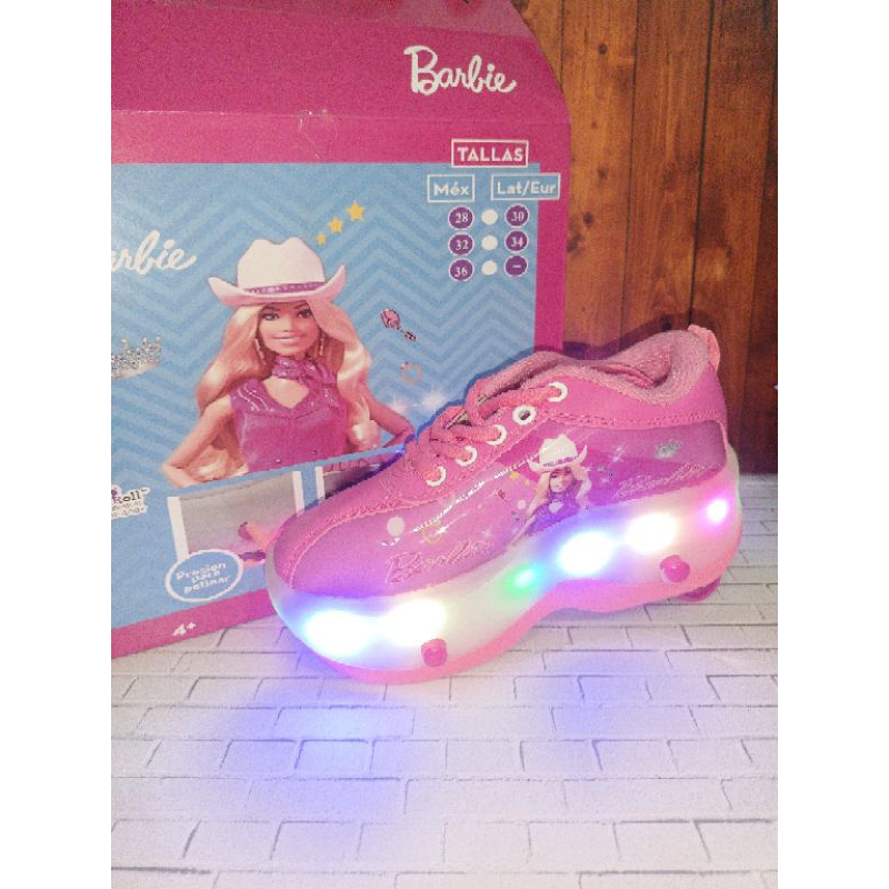 Jual Sepatu Roda 4 Lampu Nyala FULL BARBIE Anak Cewe Sneakers Import ...