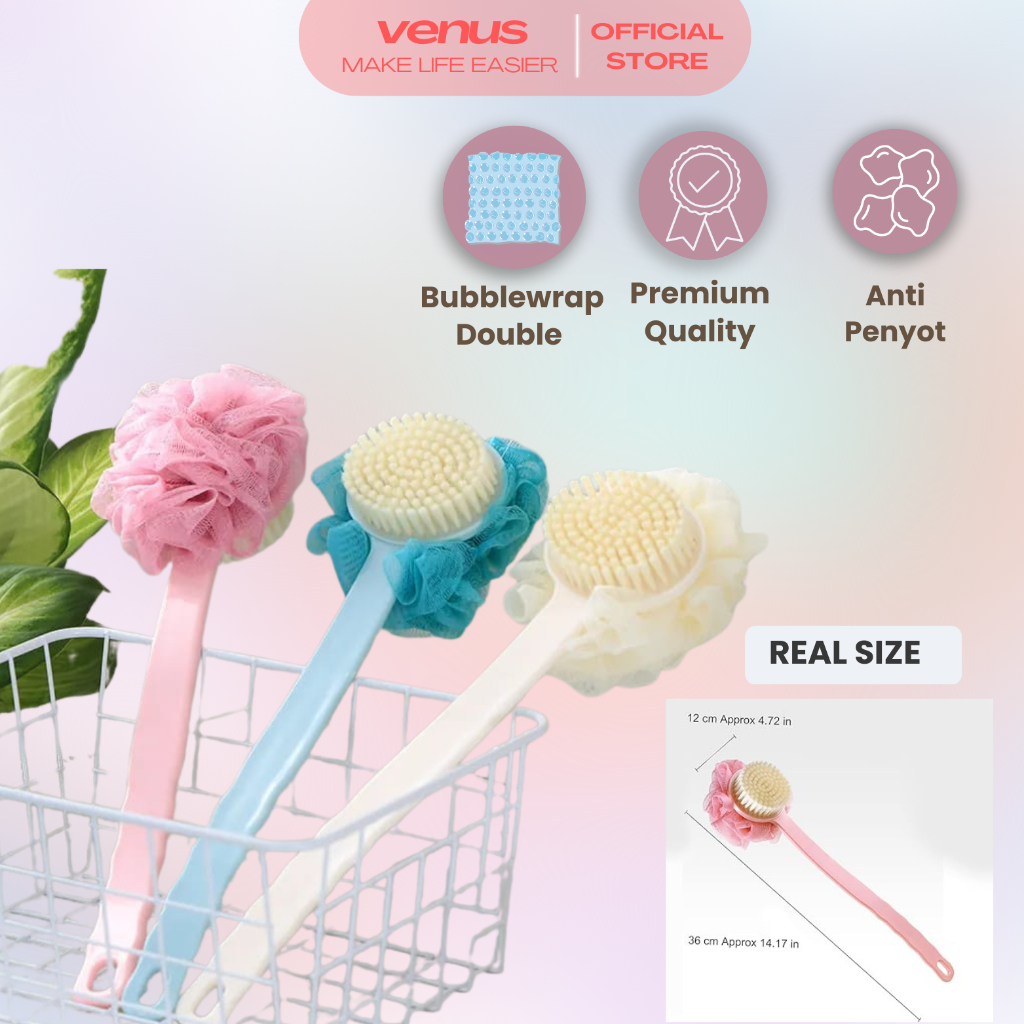 Jual VENUSJKT - Sikat Busa Punggung Shower Puff Mandi Dua Sisi Spon ...