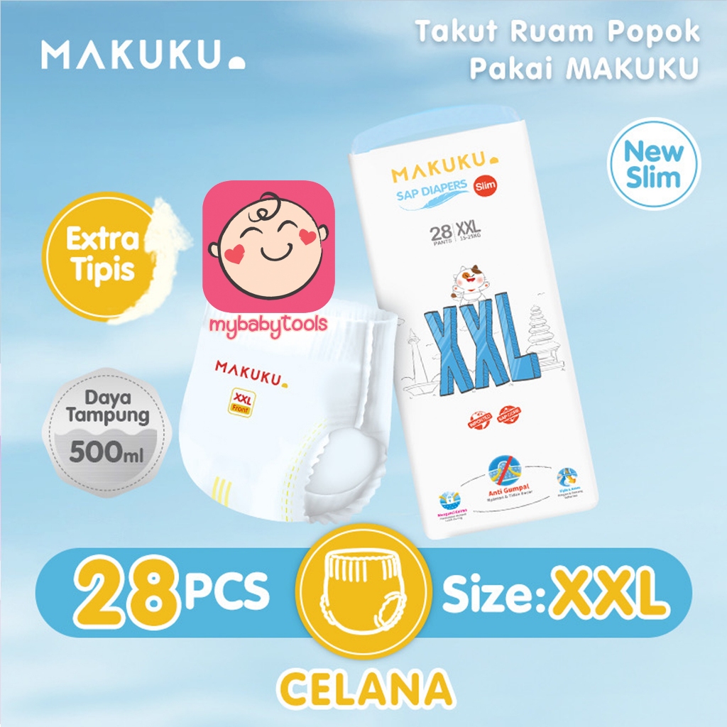 Jual MAKUKU SAP DIAPERS SLIM TAPE NB28 S38 PANTS M32 L34 XL32 XXL28 ...