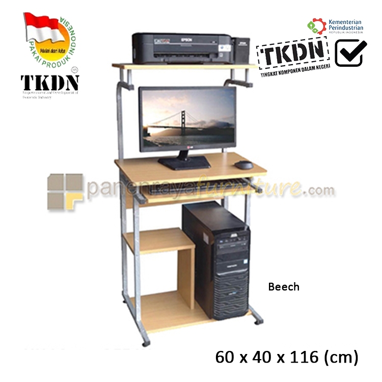 Jual Meja Komputer Tingkat TKDN Certified 60x40x116 Beech Walnut ...