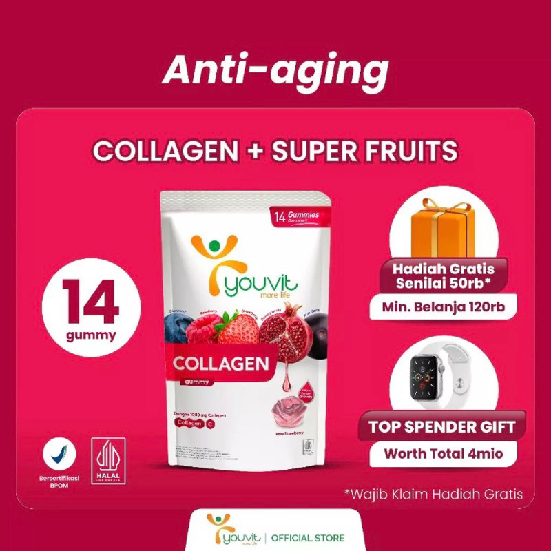 Jual Collagen Gummy untuk Anti Aging | Youvit Collagen 7 Hari | Shopee Indonesia