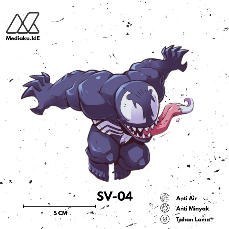 Jual Stiker High Quality Symbiote Venom Chibi Laminasi Glossy Vinyl ...