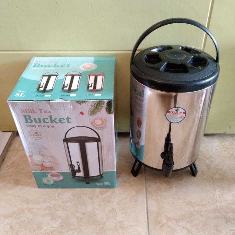 Jual Water Jug Drink Jar Milk Tea Bucket Stainless Steel 8L - Polos ...
