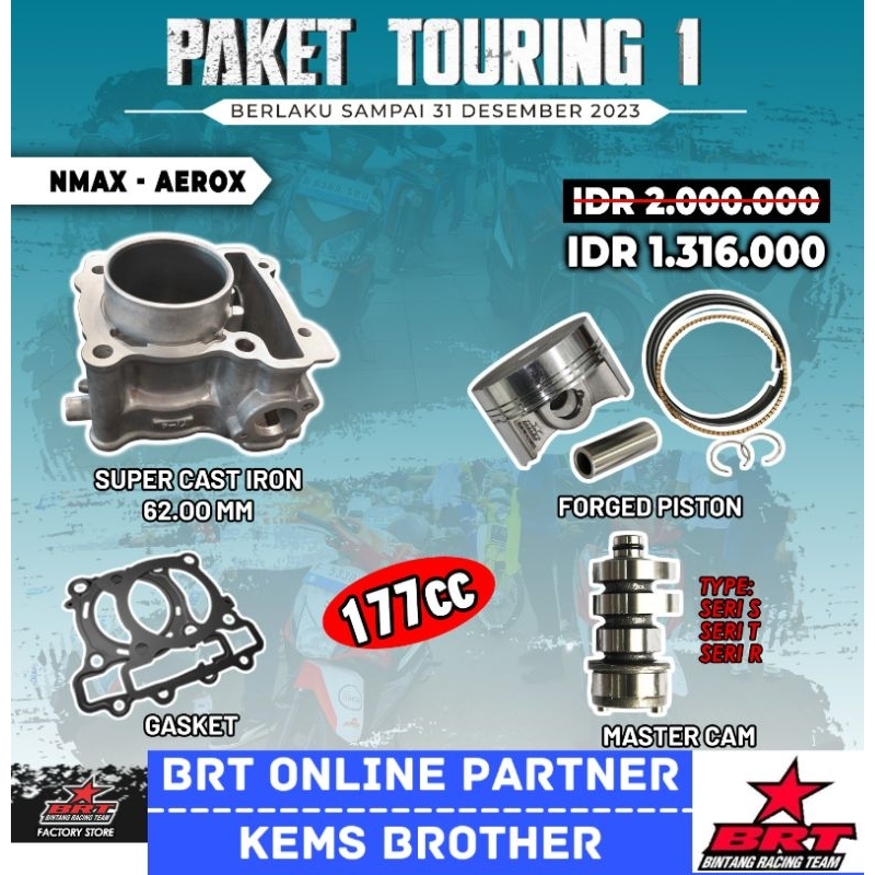 Jual BLOK AEROX NMAX BRT GEN 2 PISTON 62MM PLUS MASTERCAM TOURING 1 ...