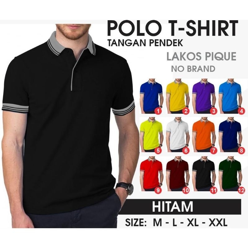 Jual Kaos Polo Shirt Polos | Kaos Kerah Pria | Kaos Seragam Polos Kerah Kombinasi Misty Abu ...