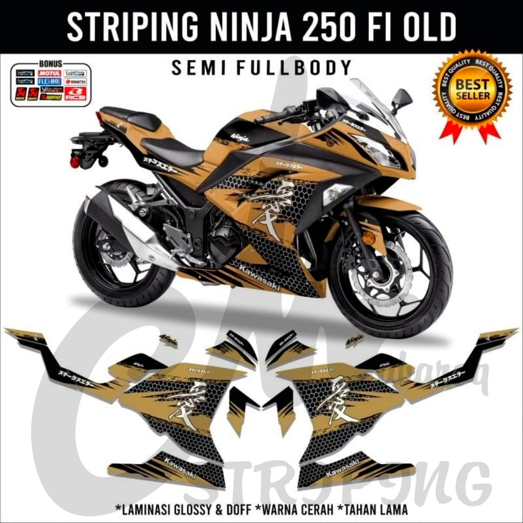 Jual DECAL NINJA250 FI LAMA SEMIFULL / STIKER STRIPING NINJA FI OLD ...