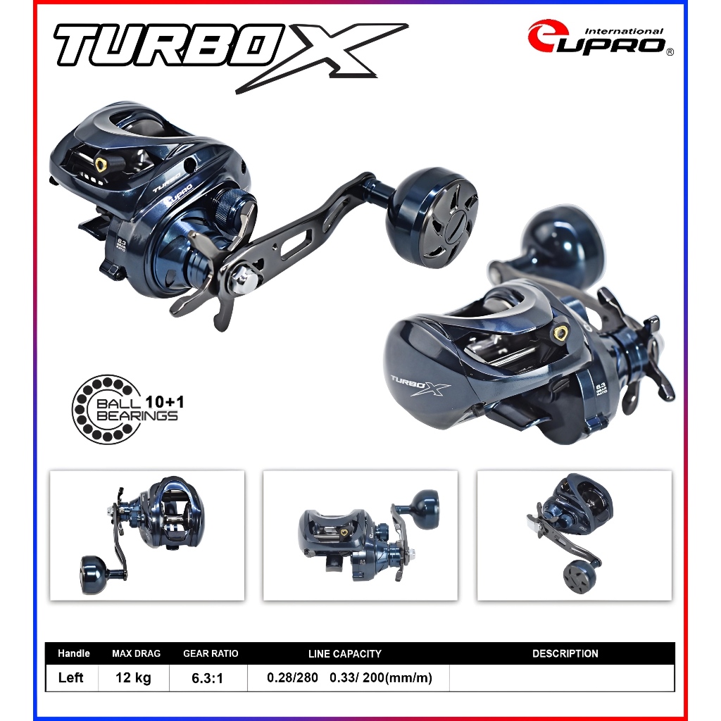 Jual EUPRO TURBO X Baitcasting Reel TBX300 10+1BB Reel Jig Cast SW ...