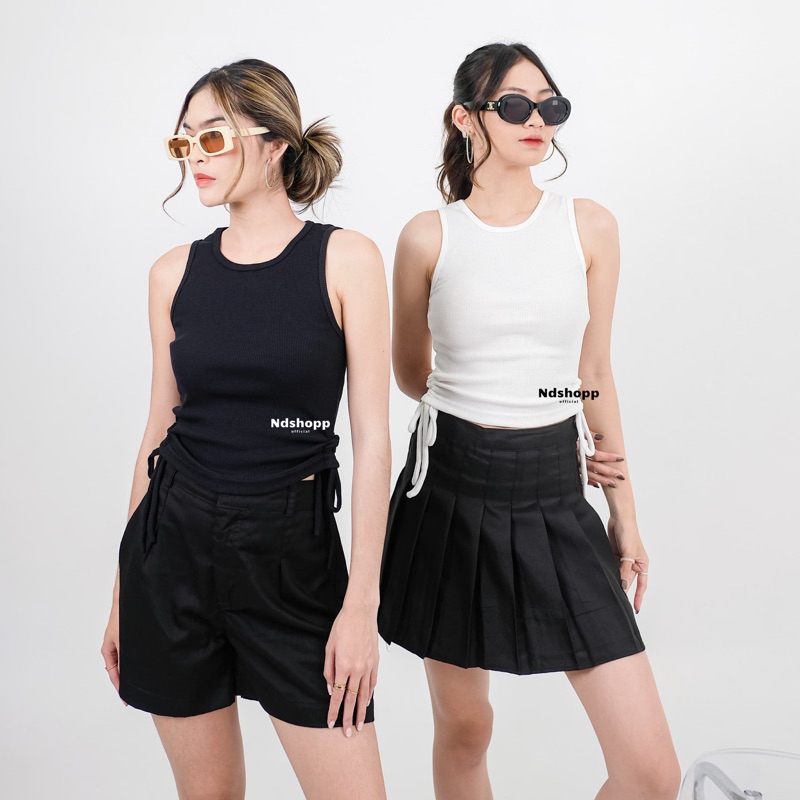 Jual Tanktop Rib Model Tali Serut Tangtop Wanita Tank Top Rib Jade Tank ...